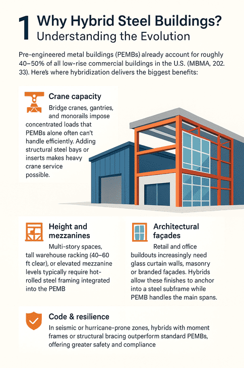 Hybrid Steel Buildings vs PEMBs: A Comparison Guide | SteelCo Buildings
